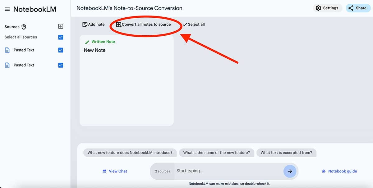 NotebookLM Introduces “Convert Notes to Source” Feature – Azat TV